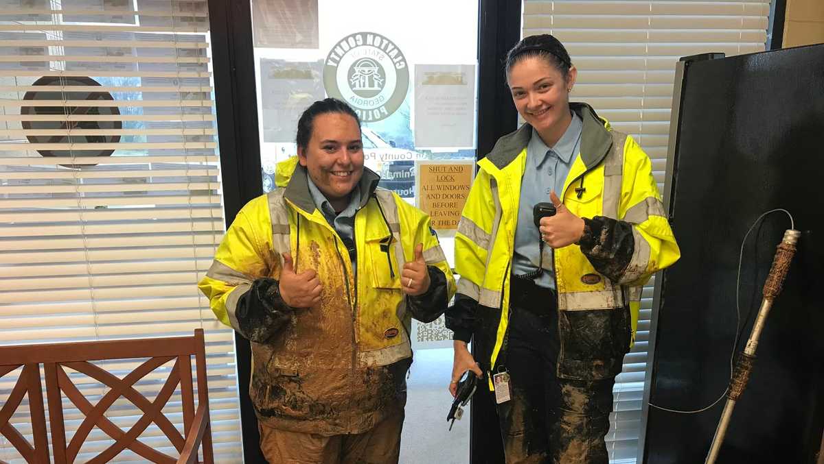 Georgia animal control officers save drowning puppies in downpour