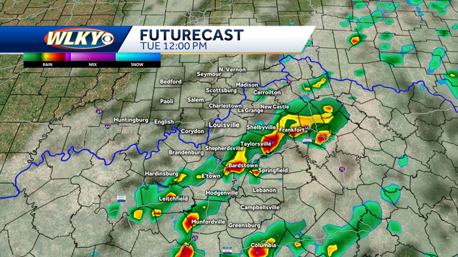 Louisville area to see scattered storms Tuesday