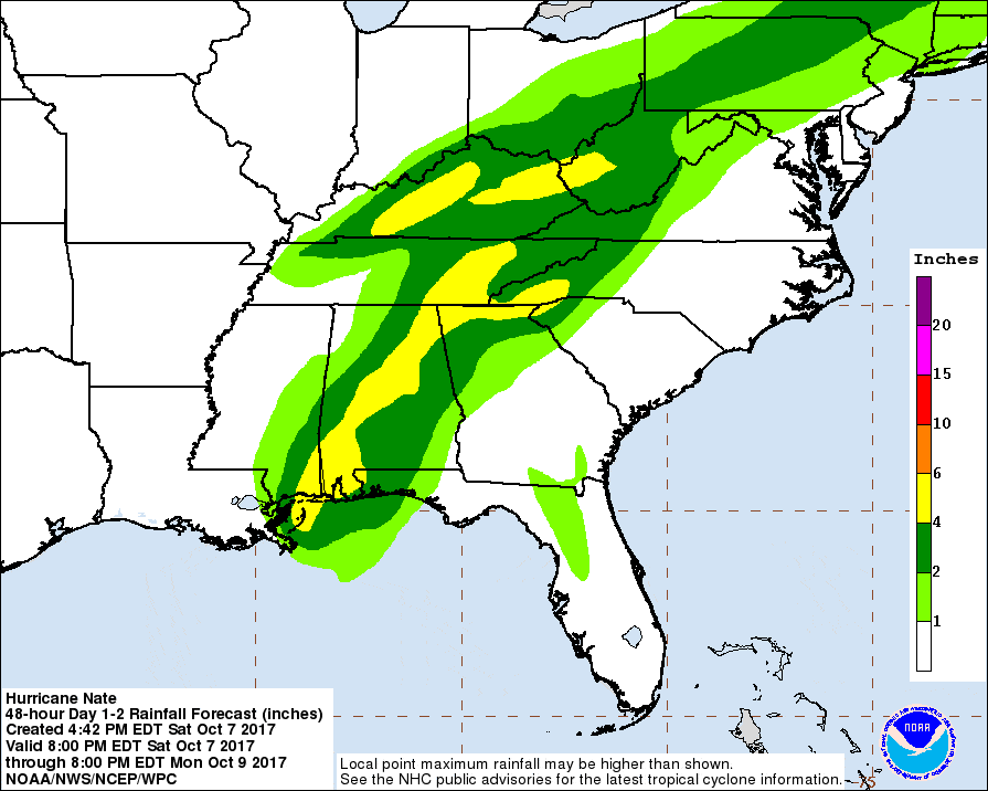 NWS Hurricane Nate forecast maps, graphics
