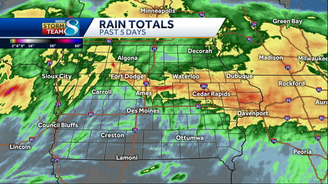 Iowa weather: See rainfall totals from the last five days
