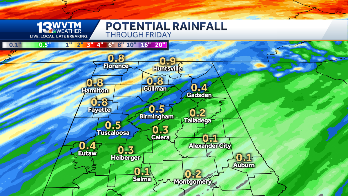 Rain and wind Friday with a cold front