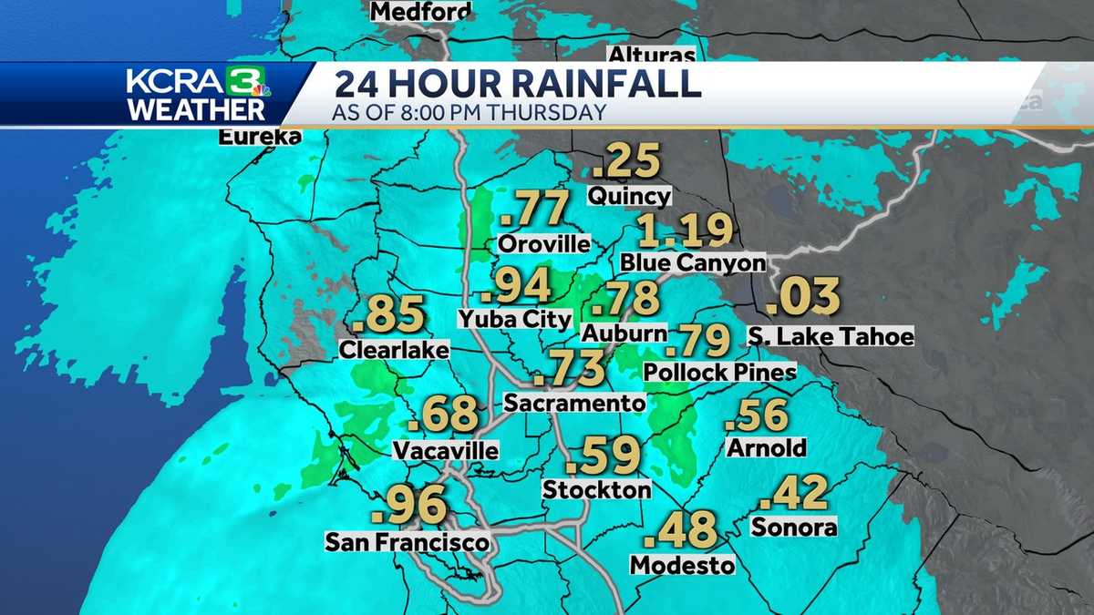 Here's how much rain fell in Northern California Thursday