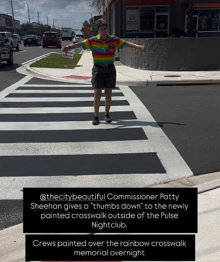 Pulse Memorial rainbow crosswalk in Orlando removed overnight