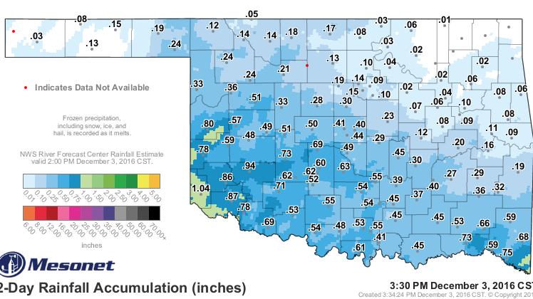 Saturday rain light and slow for Oklahoma