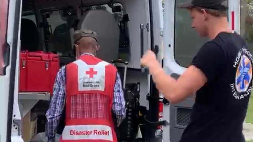 Red Cross volunteers make sure hurricane victims are safe and fed