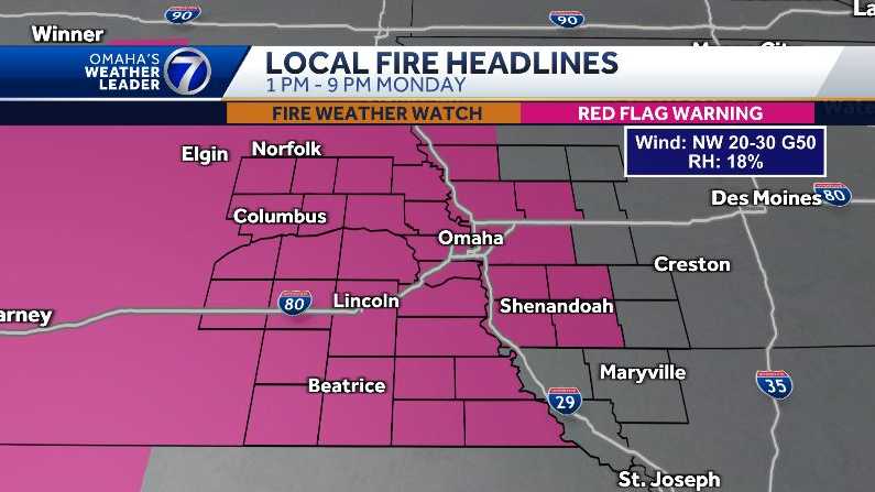 Very high fire danger Monday for Omaha-area