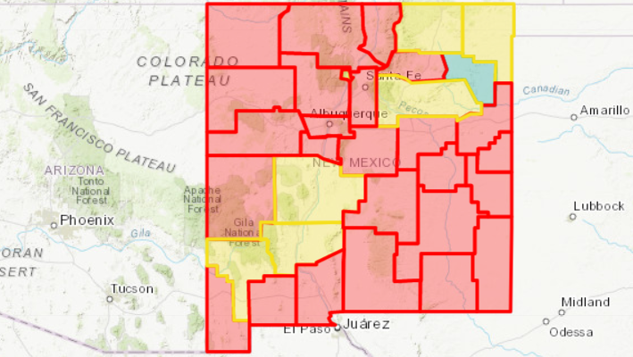 8 counties bumped up from red