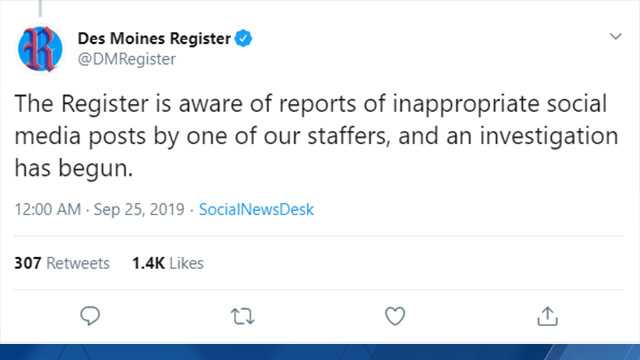 DM Register investigating staffer after report on Carson King tweets