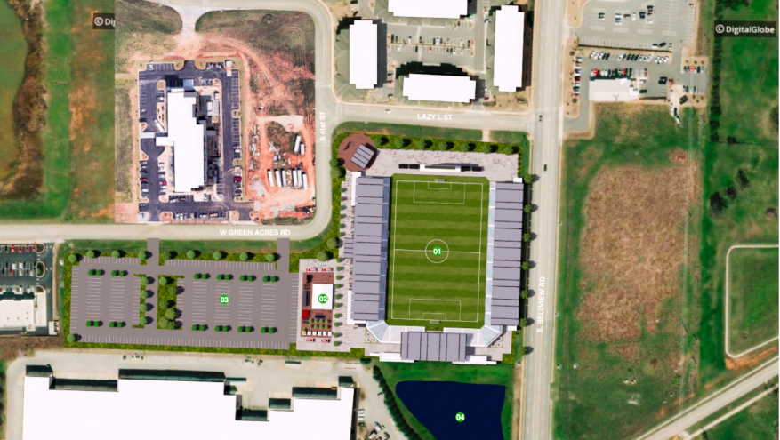 Renderings of possible Northwest Arkansas soccer stadium designs