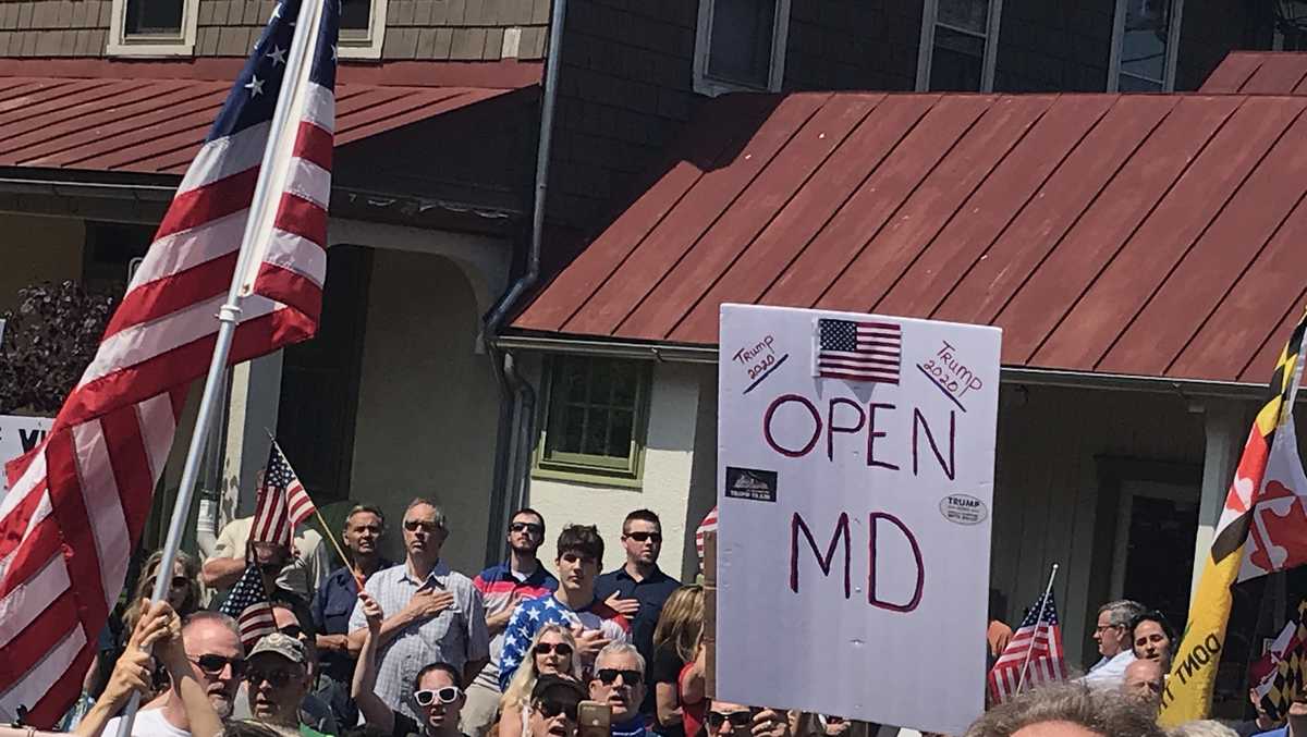 Protesters with ReOpen Maryland demand full opening of state