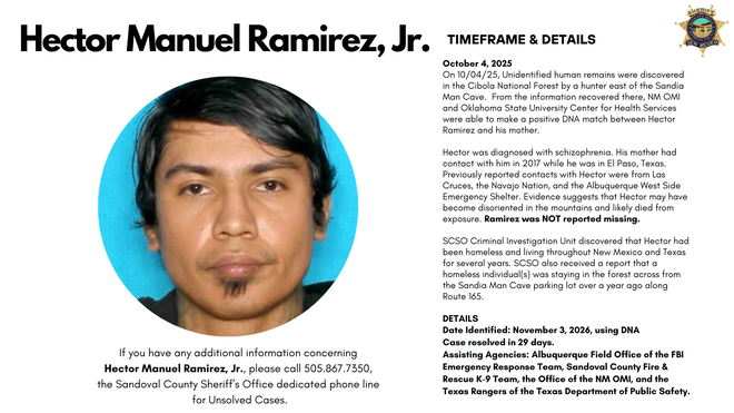 Sandoval County Sheriff's Office solves more than 80% of cold cases