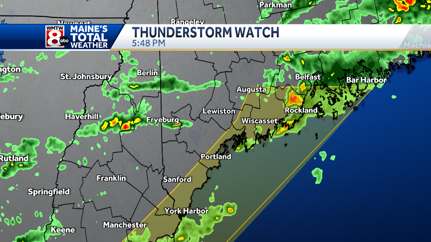 Severe Thunderstorm Watch issued as storms move through Maine