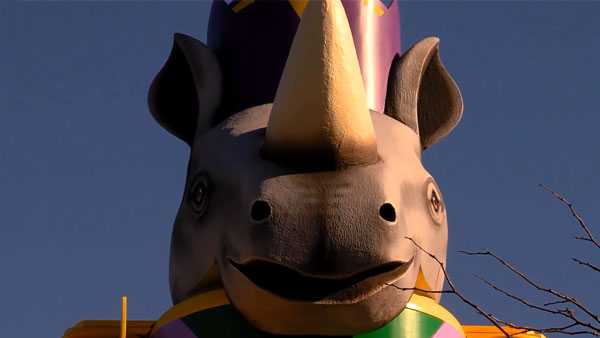 30-foot rhino nutcracker stands guard over Cincinnati Zoo