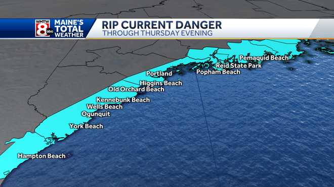 Dangerous rip currents from Franklin expected along Maine coast