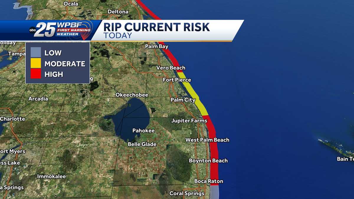 Rip current risk across Palm Beaches and Treasure Coast Thursday