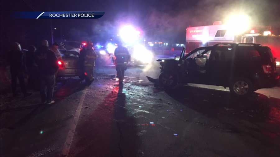 One person sent to hospital after two-car crash in Rochester