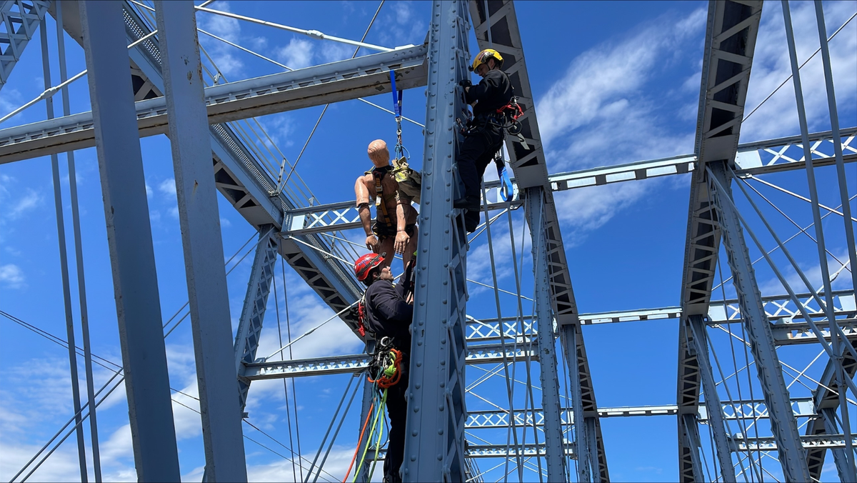 First responders exercise rescue skills with rope training on Purple ...