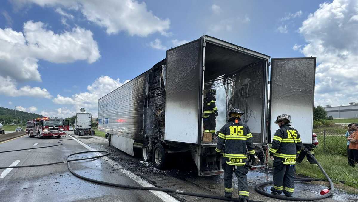 Tractor-trailer hauling perishable foods damaged after catching fire ...