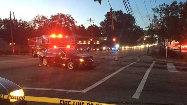 Transformer blows after car crashes into utility pole