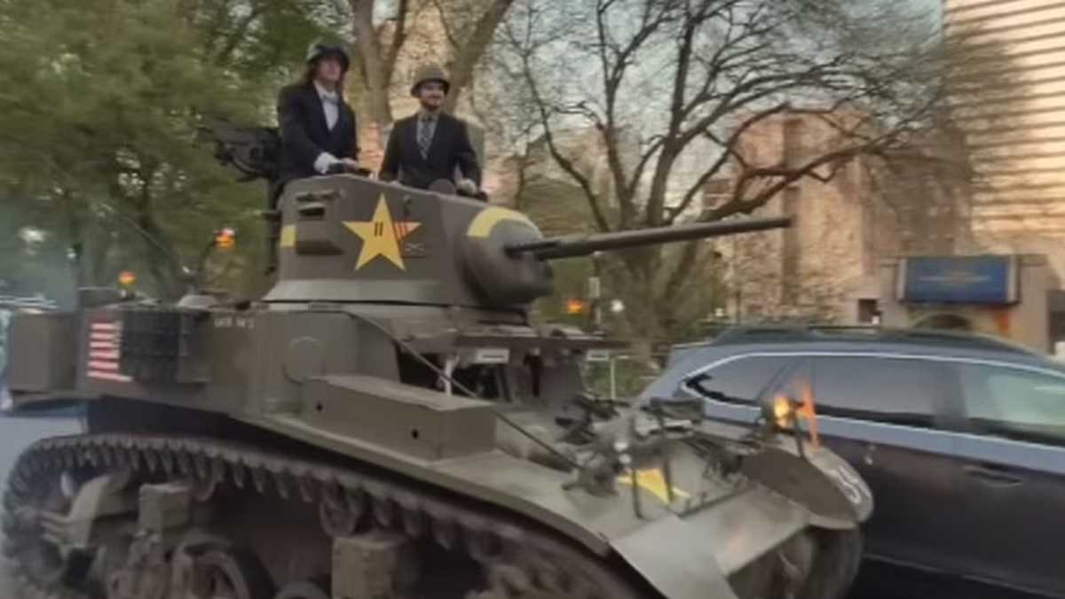 WATCH: Teens swap out limo and take WWII tank to prom