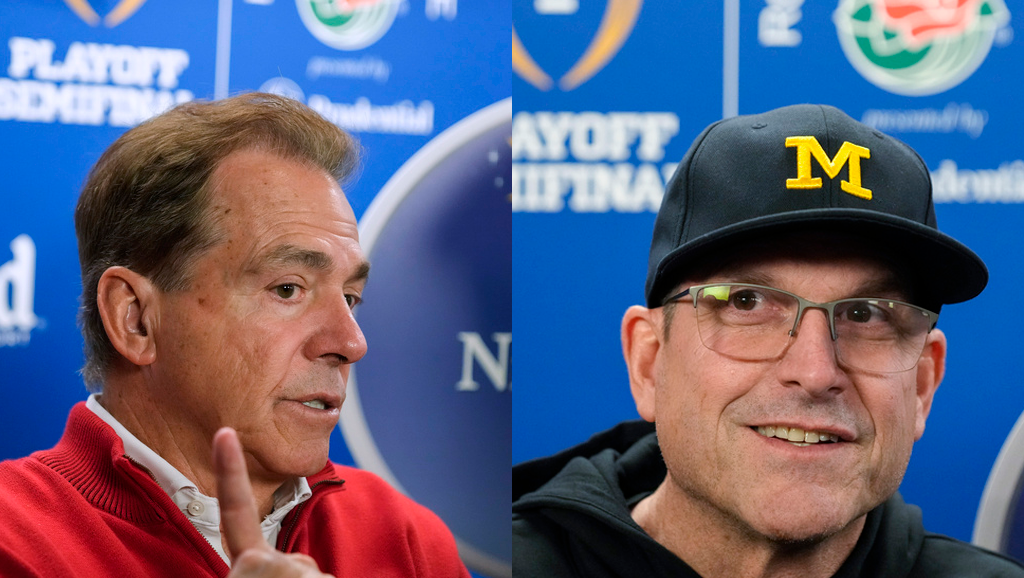 Nick Saban, Jim Harbaugh speak ahead of the 2024 Rose Bowl