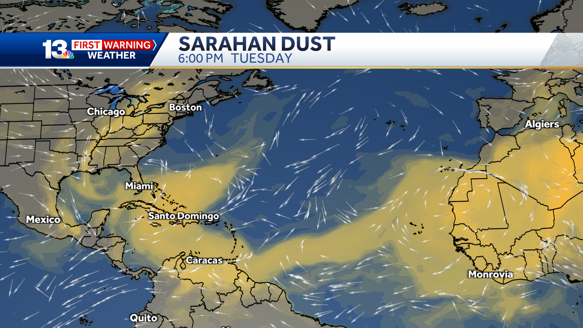 Saharan dust plume reaches Southeast this week