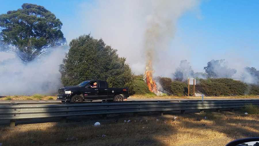 Multiple grass fires along Highway 101 in Salinas
