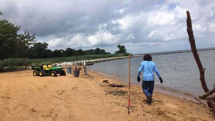 DNR, volunteers clear Sandy Point State Park of storm debris