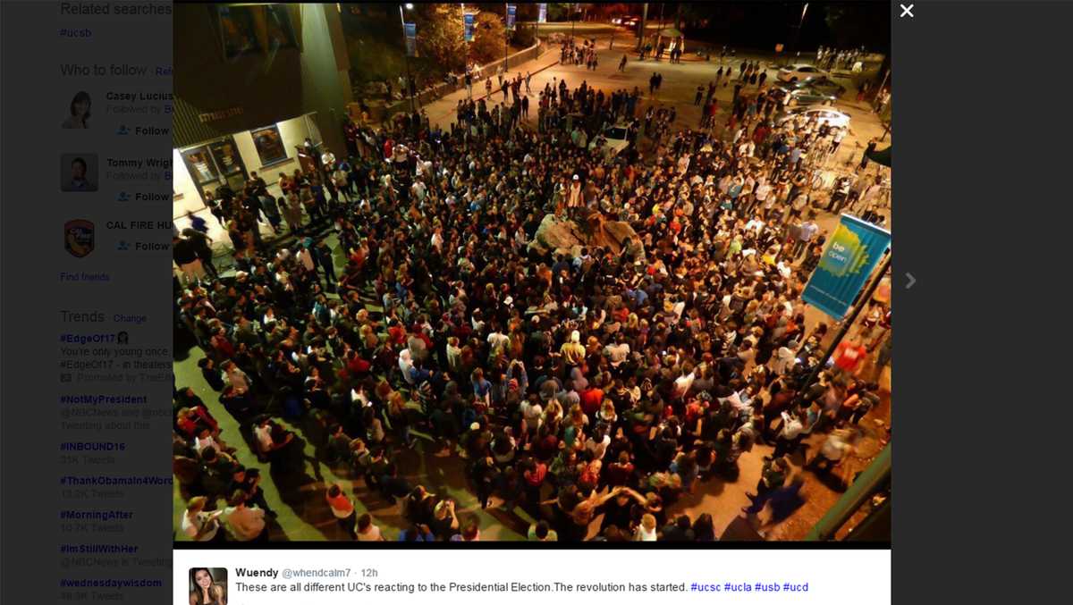 UC Santa Cruz students protest Trump's 'astonishing' victory