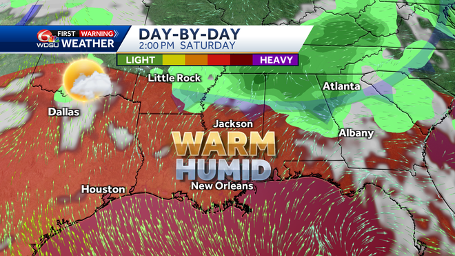 New Orleans Louisiana weather forecast high temp rain chances