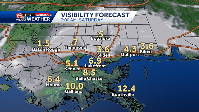 New Orleans fog forecast dense fog advisory high temp weekend