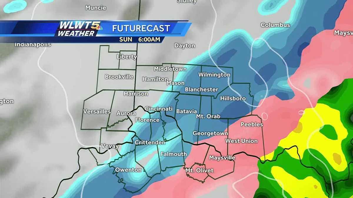 Hour-by-hour forecast for Saturday night/Sunday morning