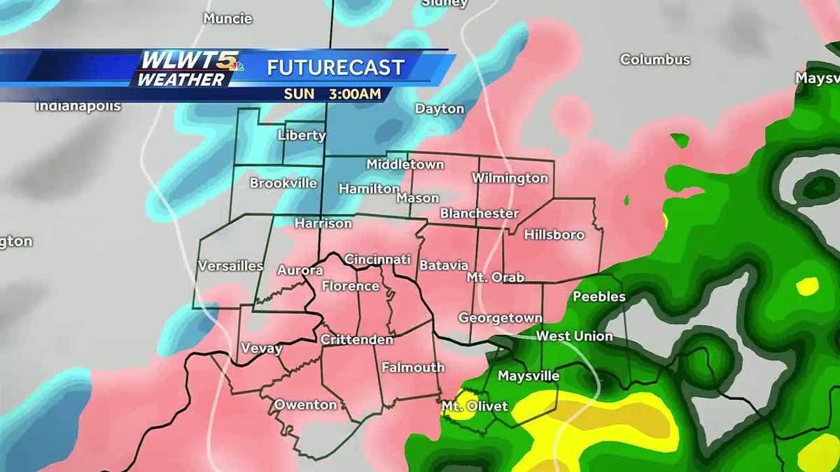 Hour-by-hour forecast for Saturday night/Sunday morning