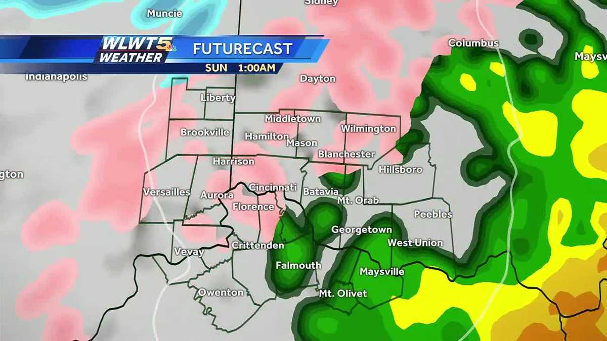 Hour-by-hour forecast for Saturday night/Sunday morning