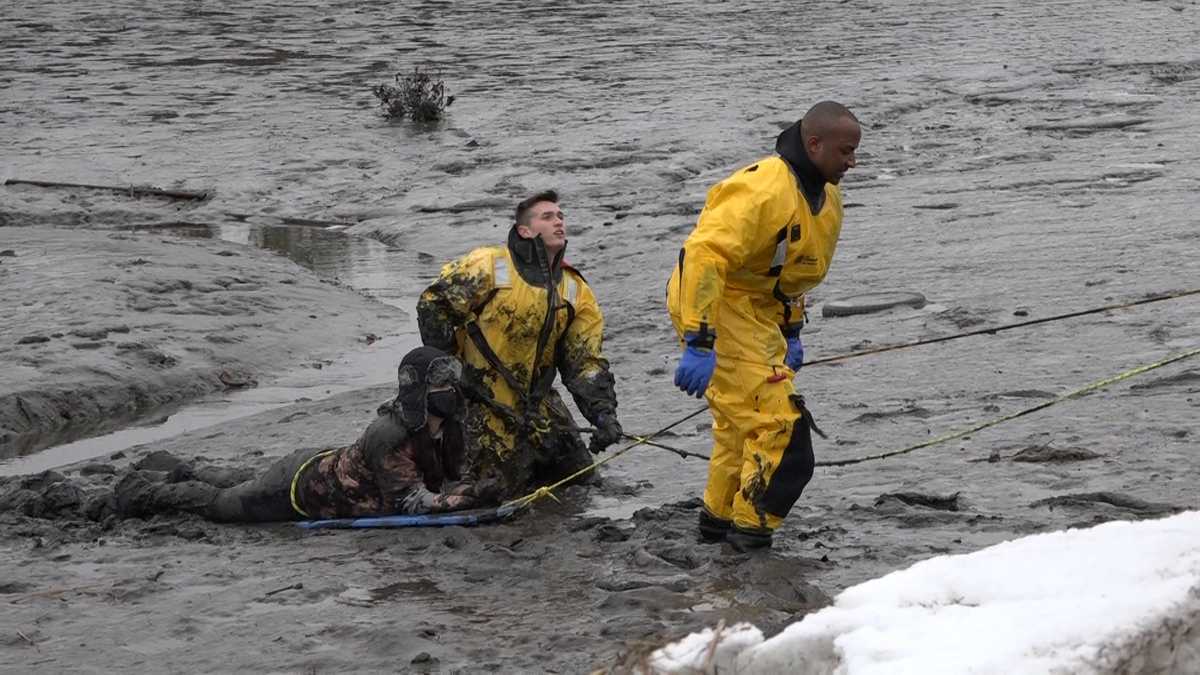 Firefighters rescue woman from deep mud in Saugus