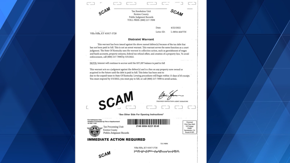 Kenton County residents receiving scam tax letters