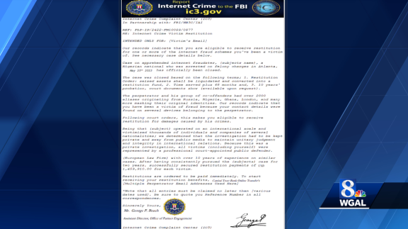 Scam email claims to be from FBI, says you're owed money