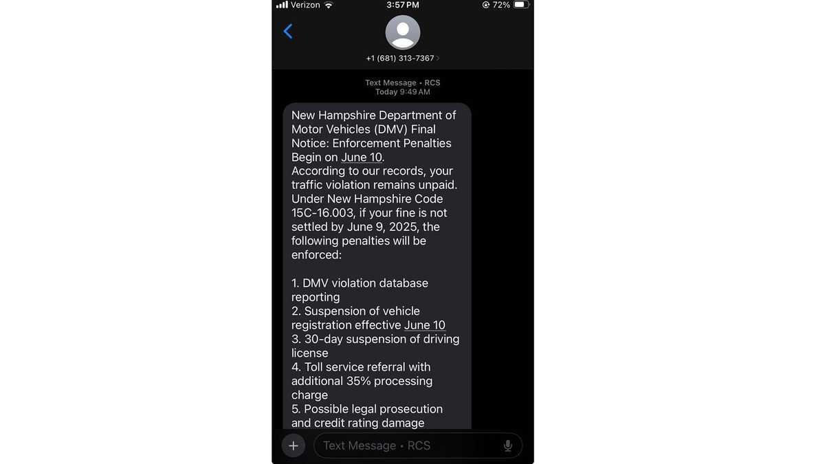 New Hampshire DMV text message scam: New texts sent
