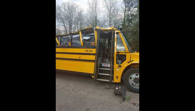 School bus struck by falling tree, five students taken to hospital ...