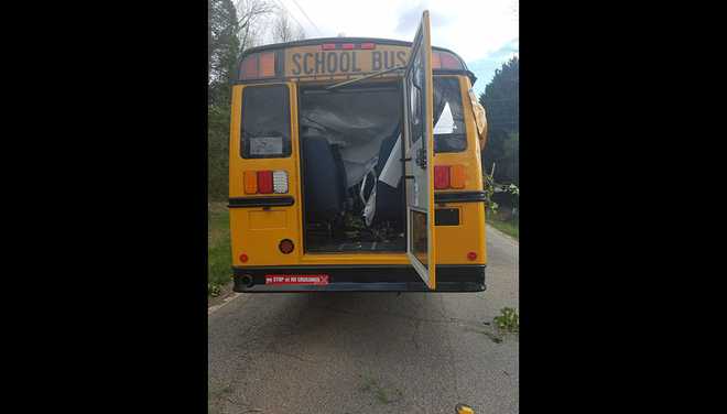 Video shows moment tree crashes into Greenville County School bus