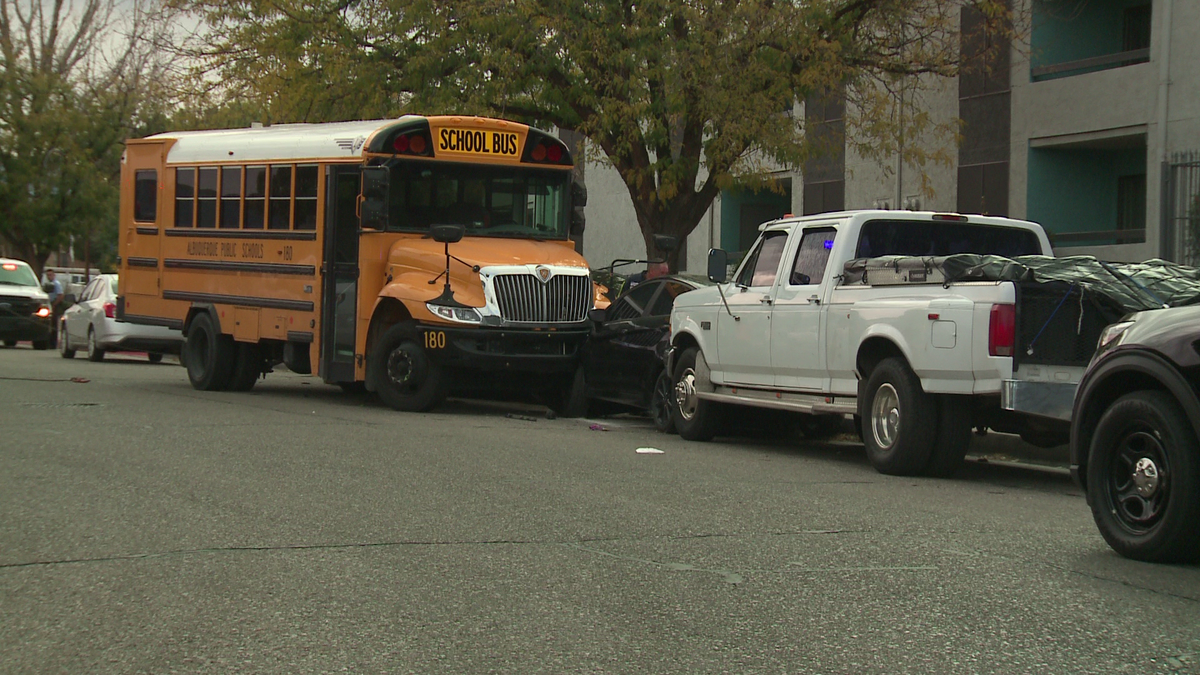 Police respond to accident involving school bus in Albuquerque