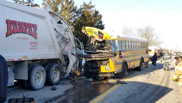 20 students hurt after bus rear-ends garbage truck in Dearborn County