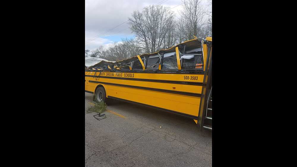 Video shows moment tree crashes into Greenville County School bus