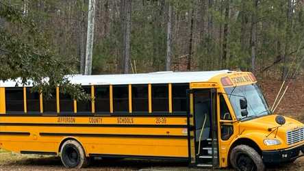 School bus goes off the road with damaged tire near Center Point High ...
