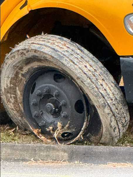 School bus goes off the road with damaged tire near Center Point High ...