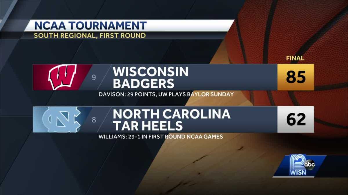 Badgers knock North Carolina out of NCAA tournament, will face Baylor