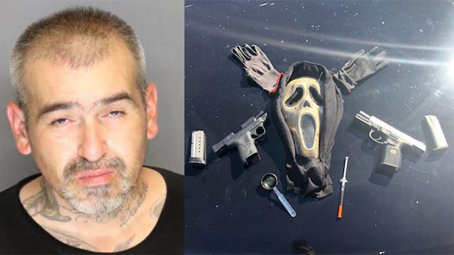Man with 'Scream' mask arrested on gun, drug charges in Acampo