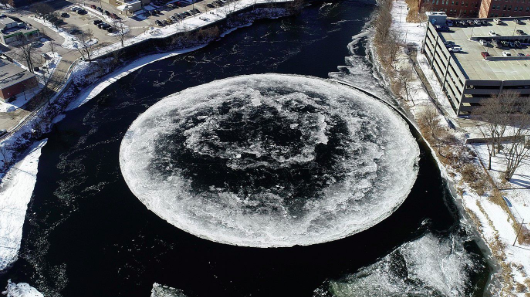 Belski's Blog - Rare rotating large ice disk on a Maine river