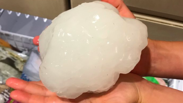 Measuring the giant Texas hailstone