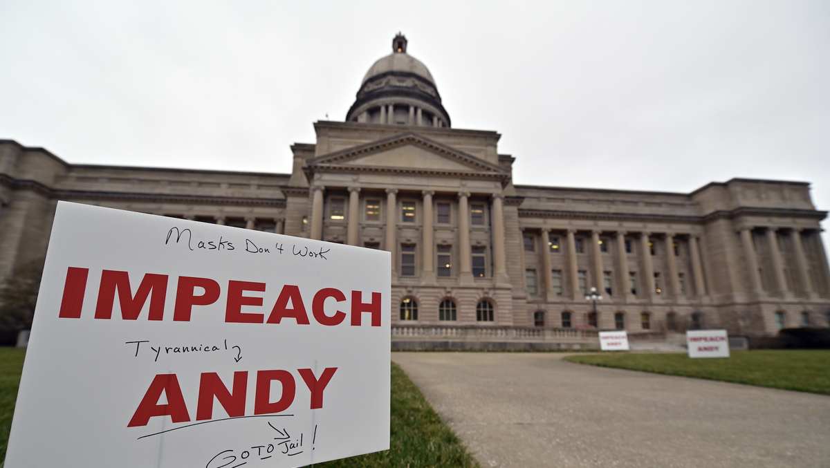 Kentucky Capitol: Yard signs call for governor's impeachment